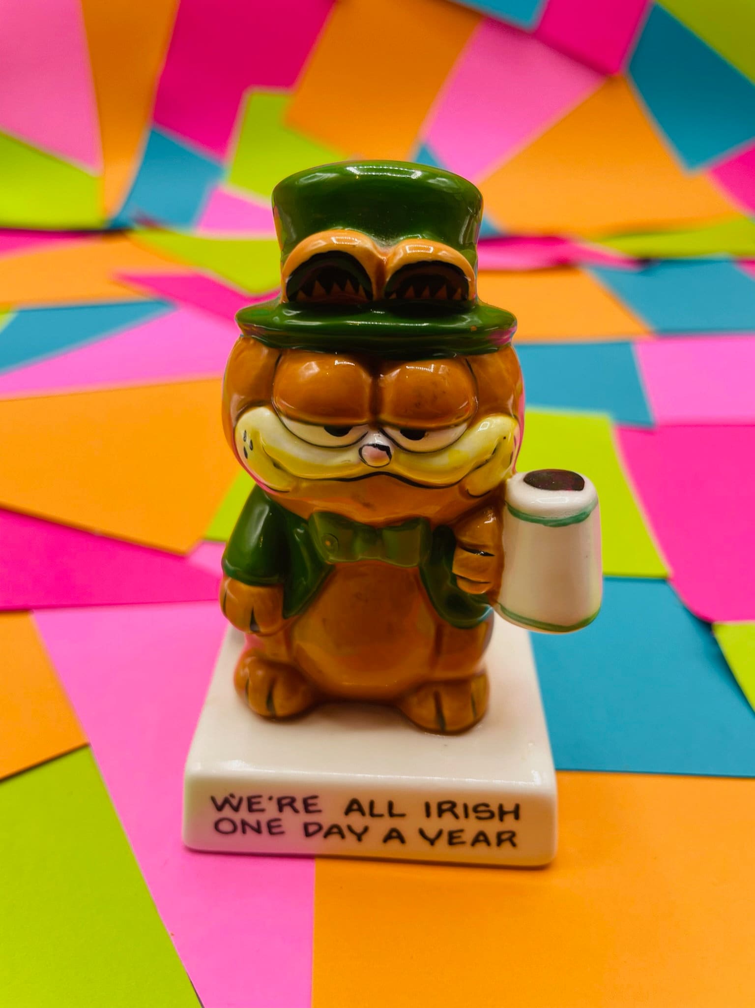 Garfield St. Patrick's Day Porcelain Figurine, Irish Garfield Figurine ...