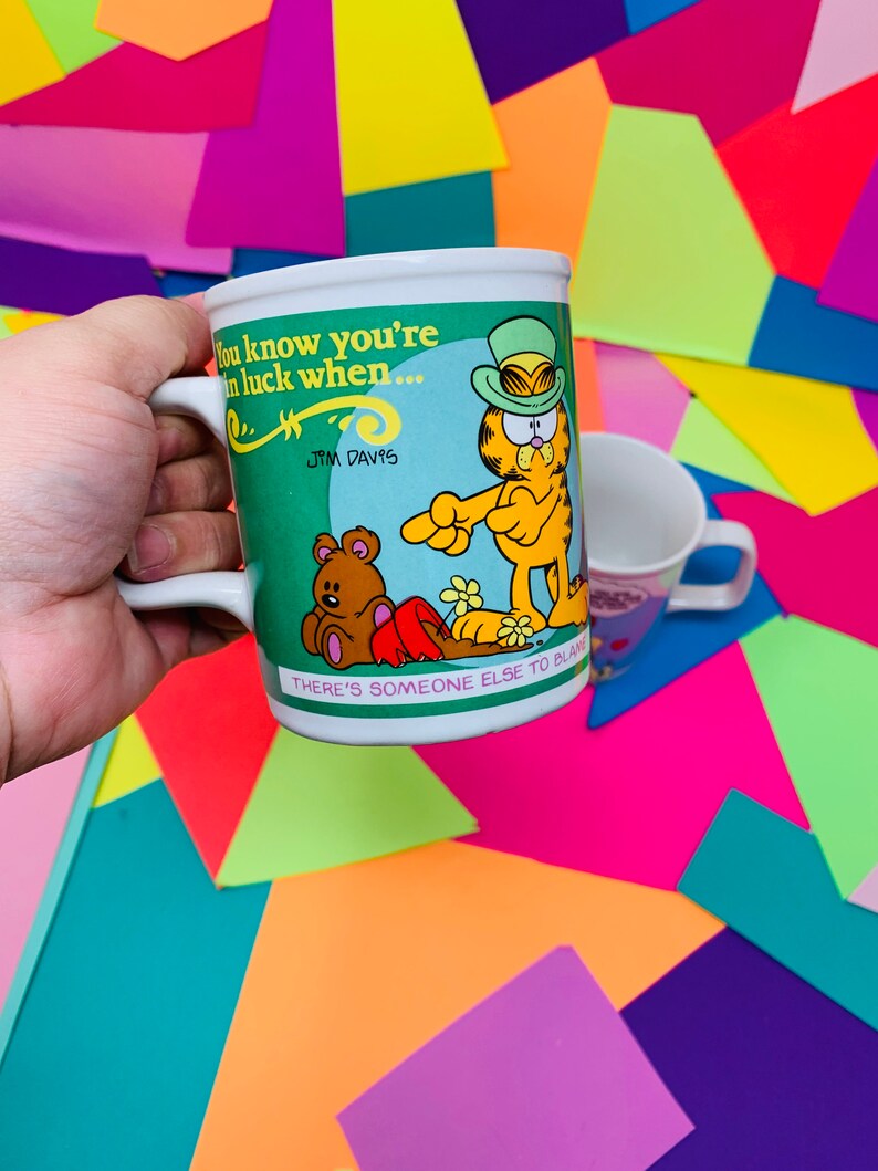 Vintage Garfield Mugs Garfield Irish Garfield and Odie | Etsy