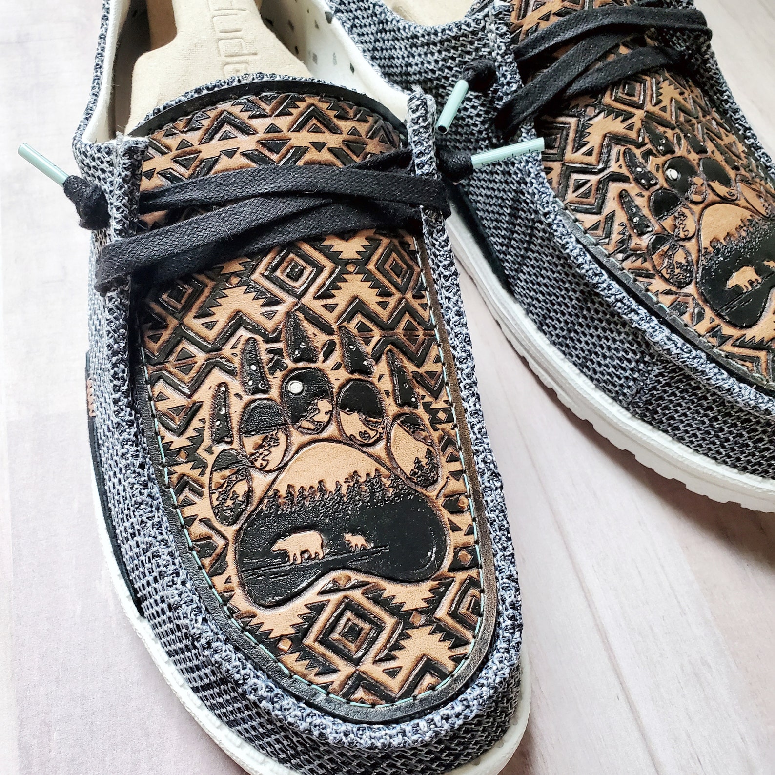 Aztec Bear Hey Dude Custom Hey Dude Shoes Womens Mens | Etsy