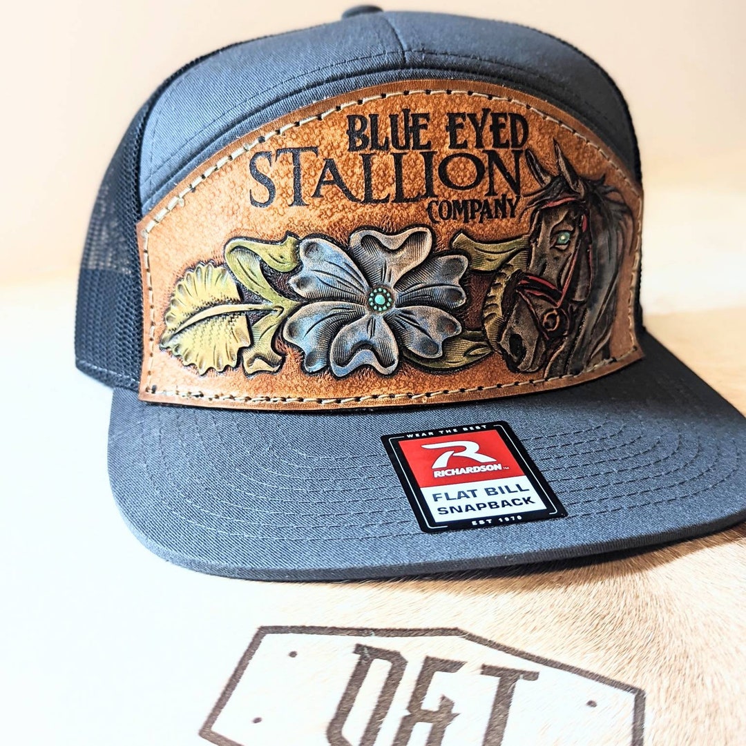 Custom Tooled Flat Bill Trucker Hat - Custom Snapback Trucker Hat ...