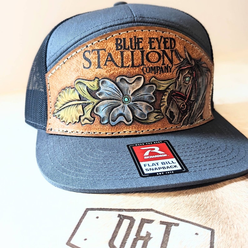 Custom Tooled Flat Bill Trucker Hat Custom Snapback Trucker - Etsy