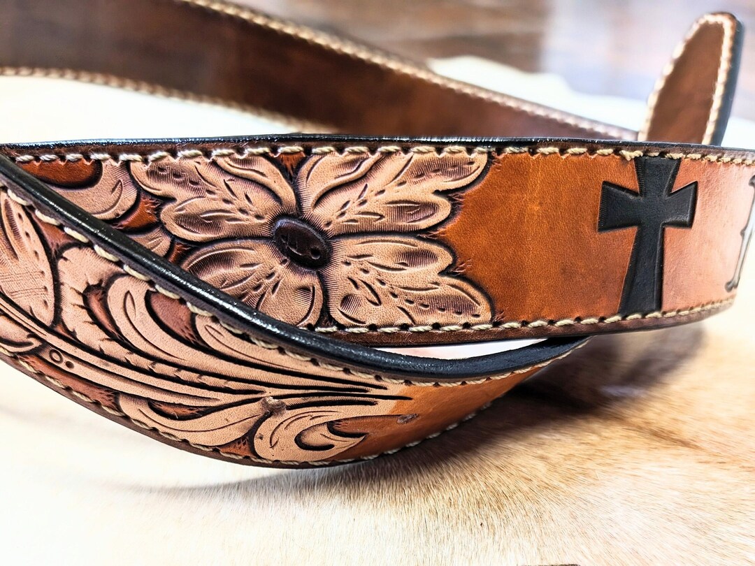 Custom Tooled Leather Belt - Custom Name Belt - Leather Belt - Western ...