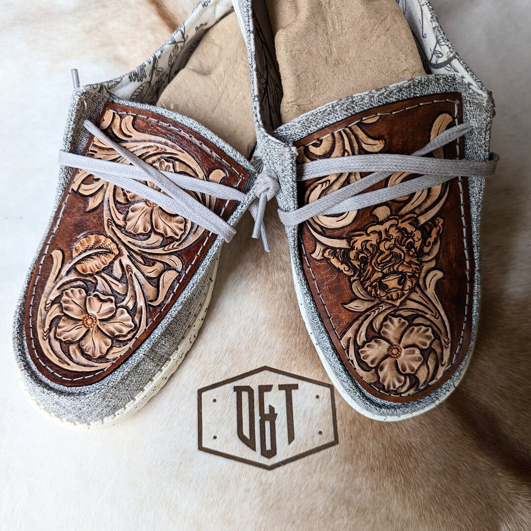 Floral Highland Cow Hey Dude - Custom Hey Dude Shoes - Womens Mens ...