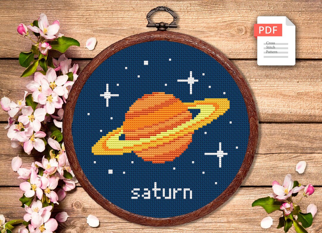Saturn Cross Stitch Pattern, Planets Cross Stitch Pattern, Saturn ...