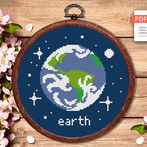 Set of 9 Planets Cross Stitch Pattern, Planets Cross Stitch Pattern ...