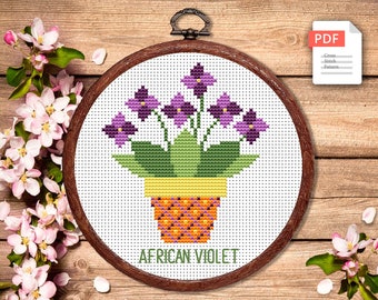African Violet Embroidery - Etsy