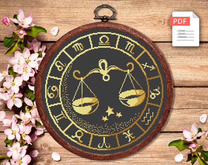 Libra Cross Stitch Pattern by Stitchery Stitch 4 Palettes - Etsy Canada