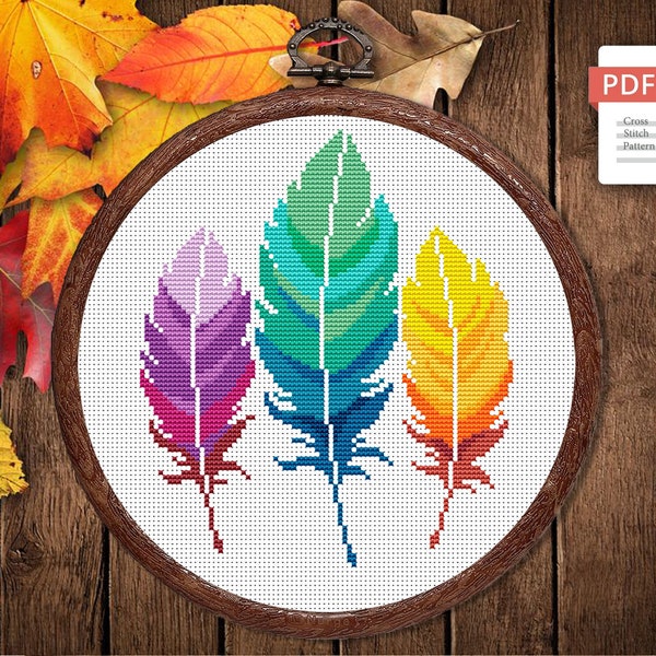 Feather Cross Stitch - Etsy UK