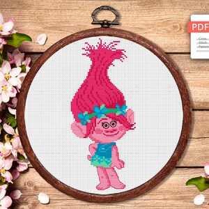 Troll Poppy Cross Stitch Pattern, Movies Cross Stitch, Movie Pattern ...