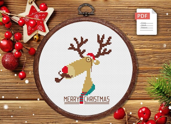 Christmas Moose Cross Stitch Pattern Christmas Cross Stitch - Etsy