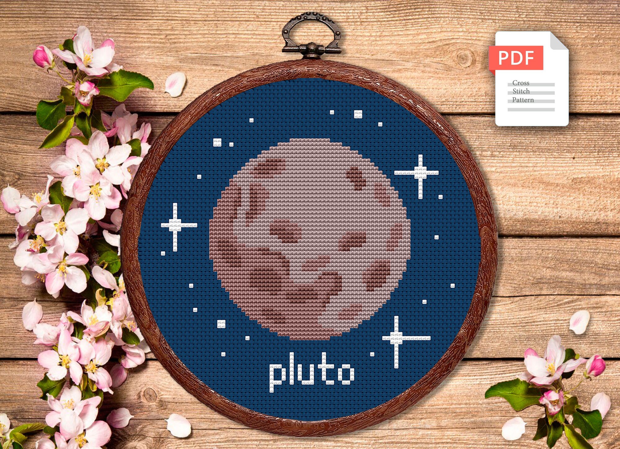 Pluto Cross Stitch Pattern, Planets Cross Stitch Pattern, Pluto Pattern ...