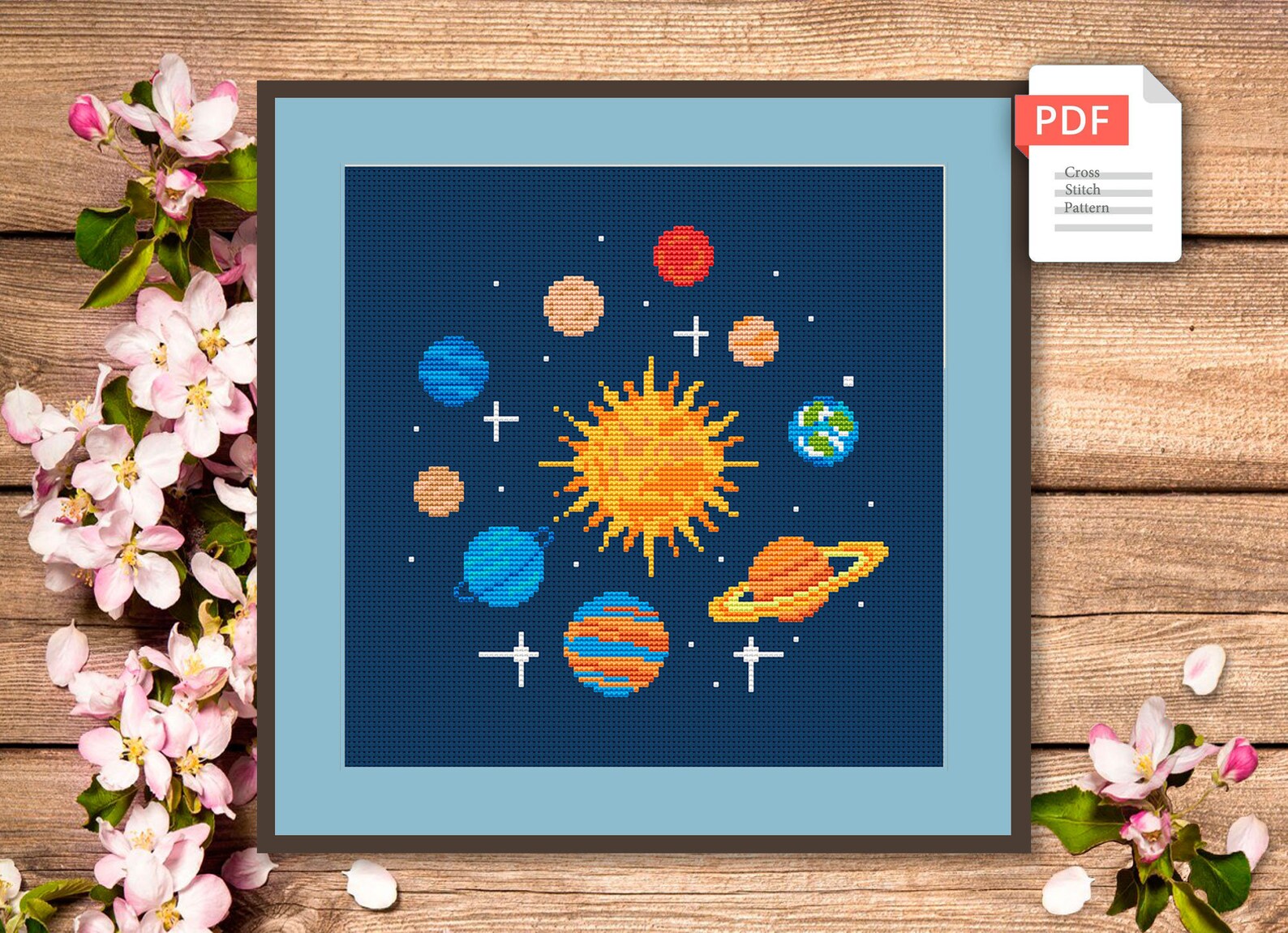 Solar System Cross Stitch Pattern, Planets Cross Stitch Pattern ...