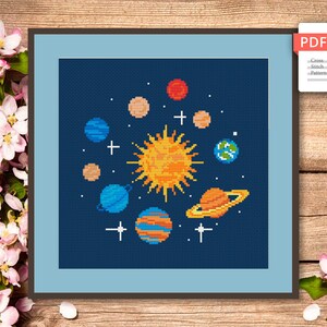 Solar System Cross Stitch Pattern, Planets Cross Stitch Pattern ...