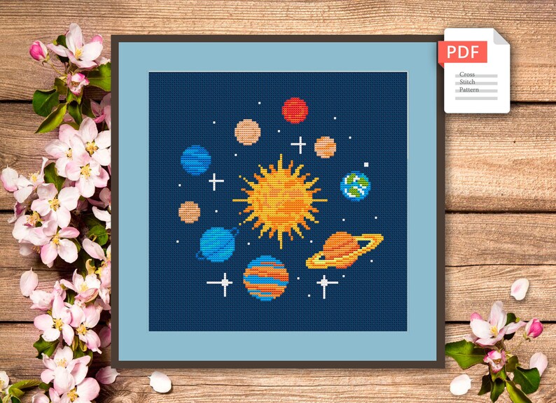 Solar System Cross Stitch Pattern, Planets Cross Stitch Pattern ...