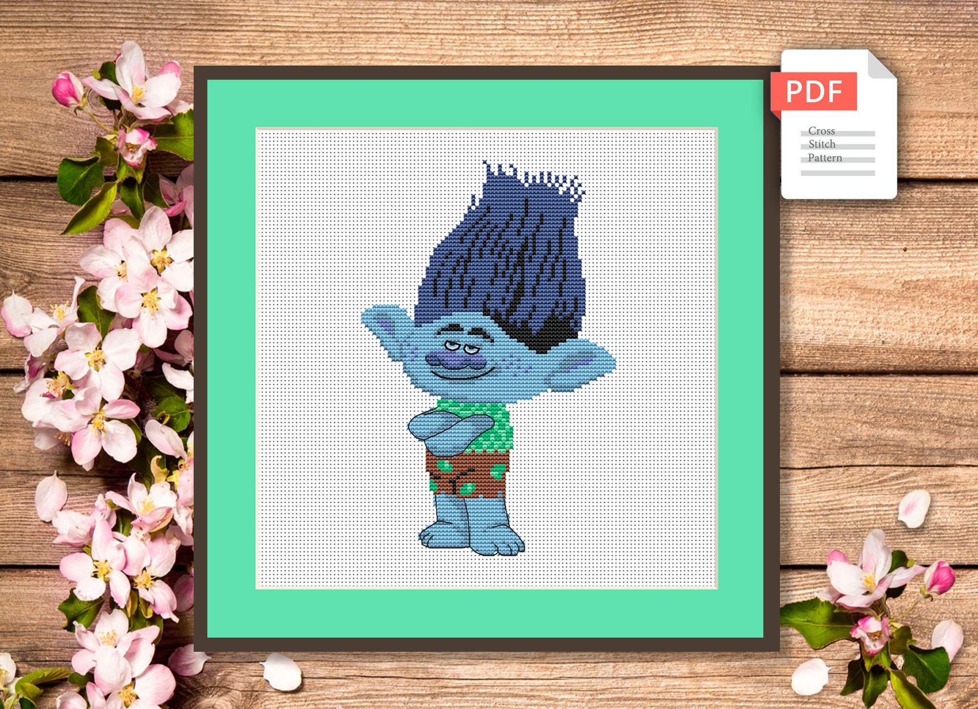 Troll Branch Cross Stitch Pattern, Movies Cross Stitch, Movie Pattern ...