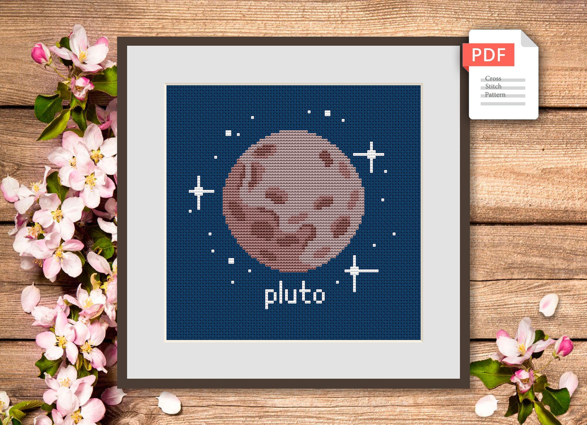 Pluto Cross Stitch Pattern, Planets Cross Stitch Pattern, Pluto Pattern, Space Cross Stitch ...