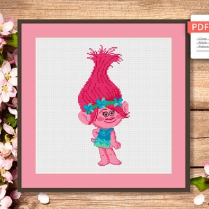 Troll Poppy Cross Stitch Pattern, Movies Cross Stitch, Movie Pattern ...