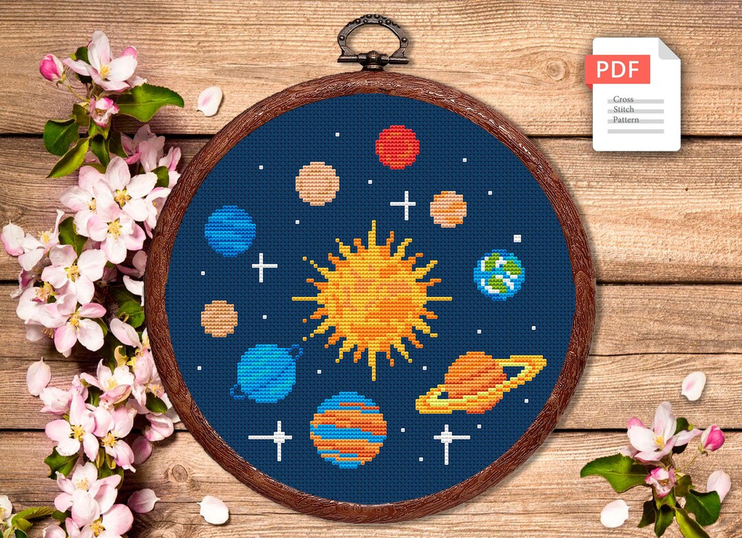 Solar System Cross Stitch Pattern, Planets Cross Stitch Pattern ...