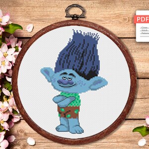 Troll Branch Cross Stitch Pattern, Movies Cross Stitch, Movie Pattern ...