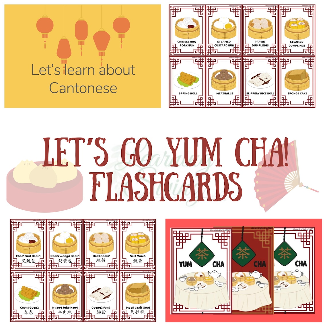 Printable Digital Yum Cha Flashcards Dim Sum Chinese Culture Early ...