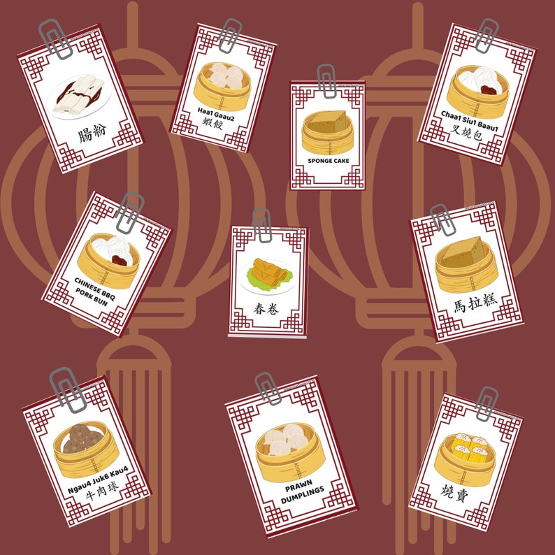 Printable Digital Yum Cha Flashcards Dim Sum Chinese - Etsy