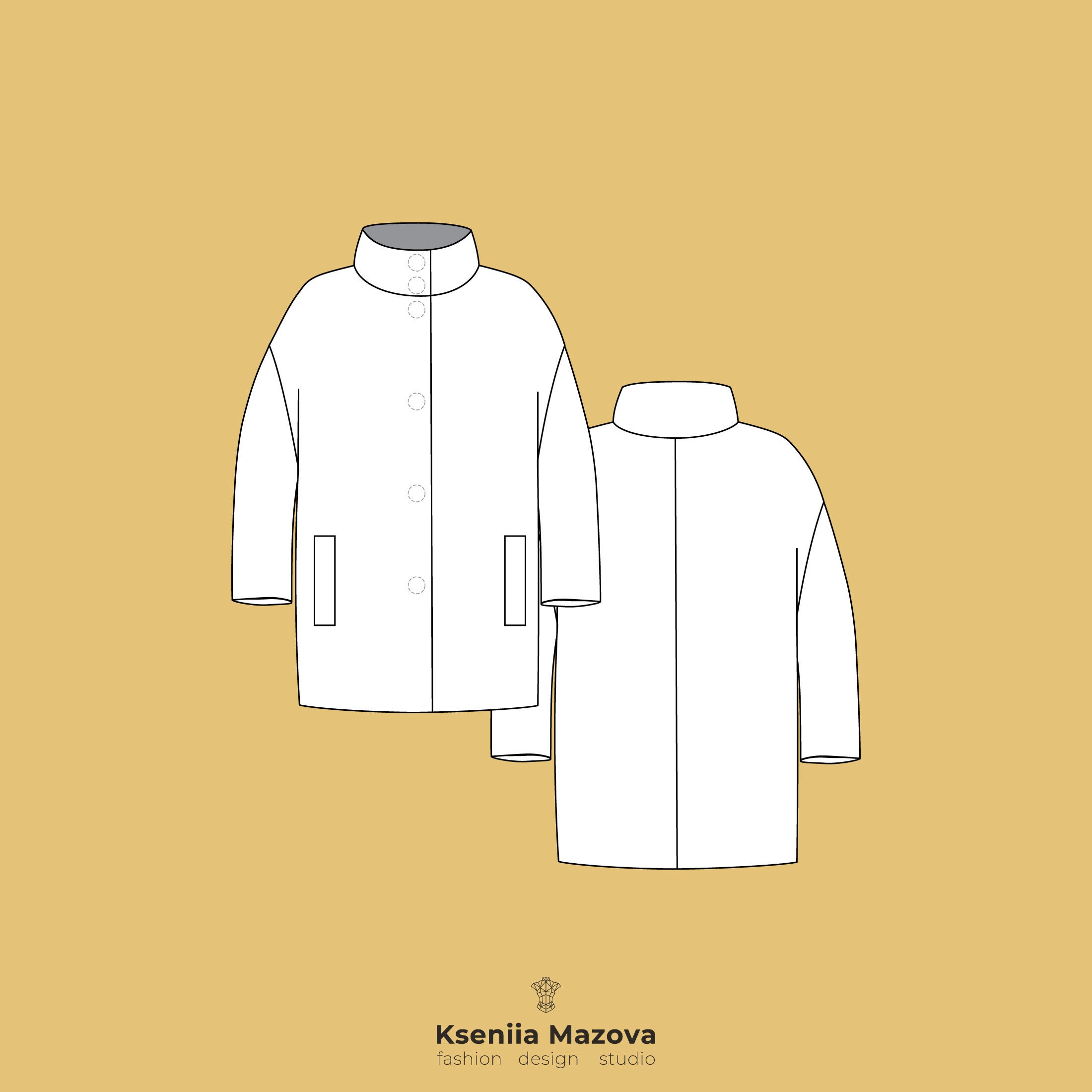 JACKET WINTER Fashion Vector Flat Sketch for Adobe - Etsy