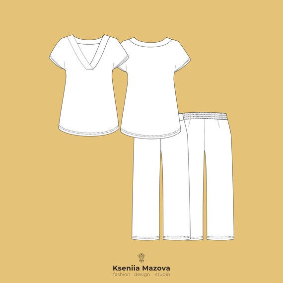 Unisex Pyjama Set Template Stock Illustration Download