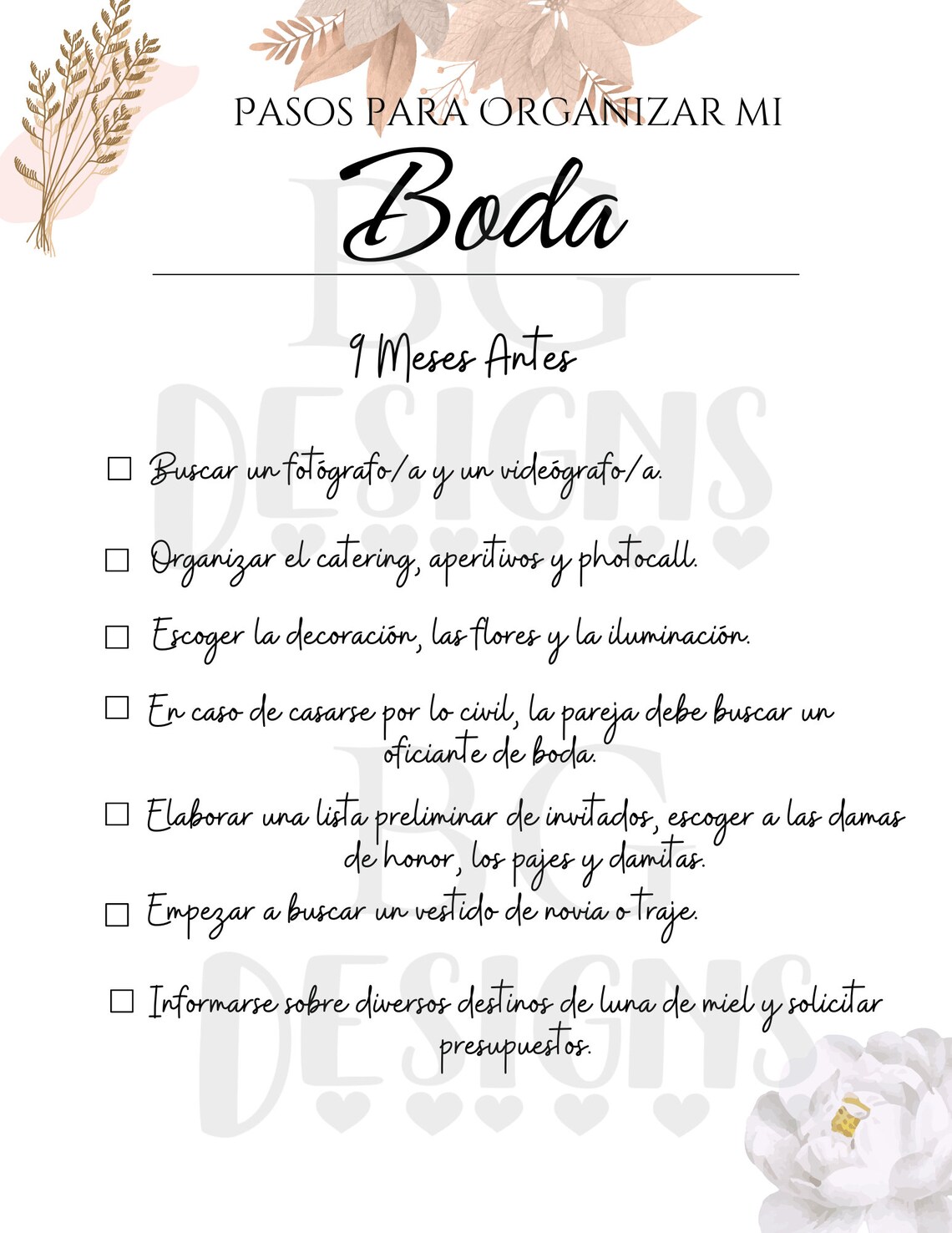Planificador De Bodas Detallado Imprimible | Minimalist Wedding ...