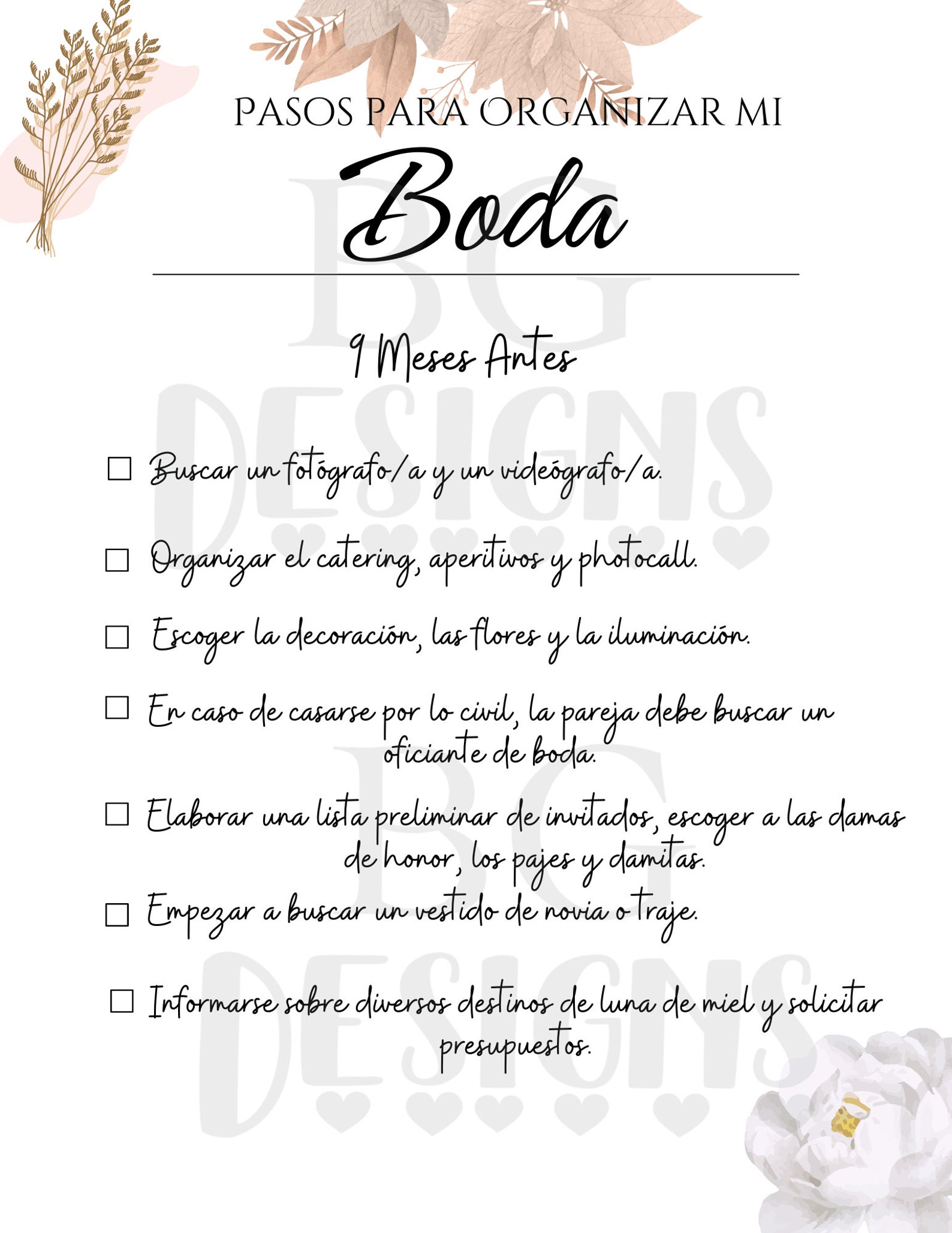 Planificador De Bodas Detallado Imprimible | Minimalist Wedding ...