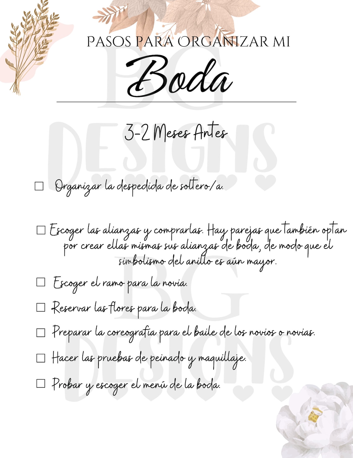 Planificador De Bodas Detallado Imprimible | Minimalist Wedding ...