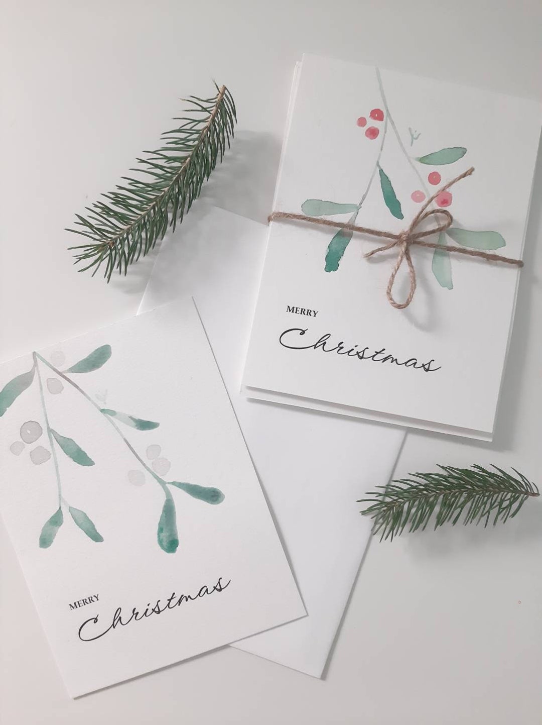 Original Hand-painted Christmas Holiday Cards Set of 2 - Etsy