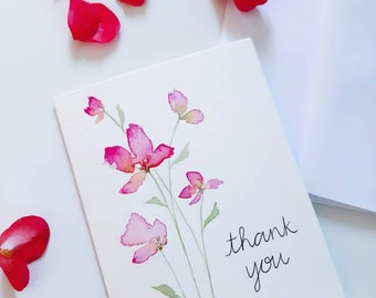Set of 3 Original Hand Painted Thank You Cards Purple Tulips - Etsy