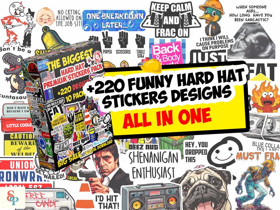 222 Funny Hard Hat Stickers Bundle | Digital Download | Funny Worksite ...