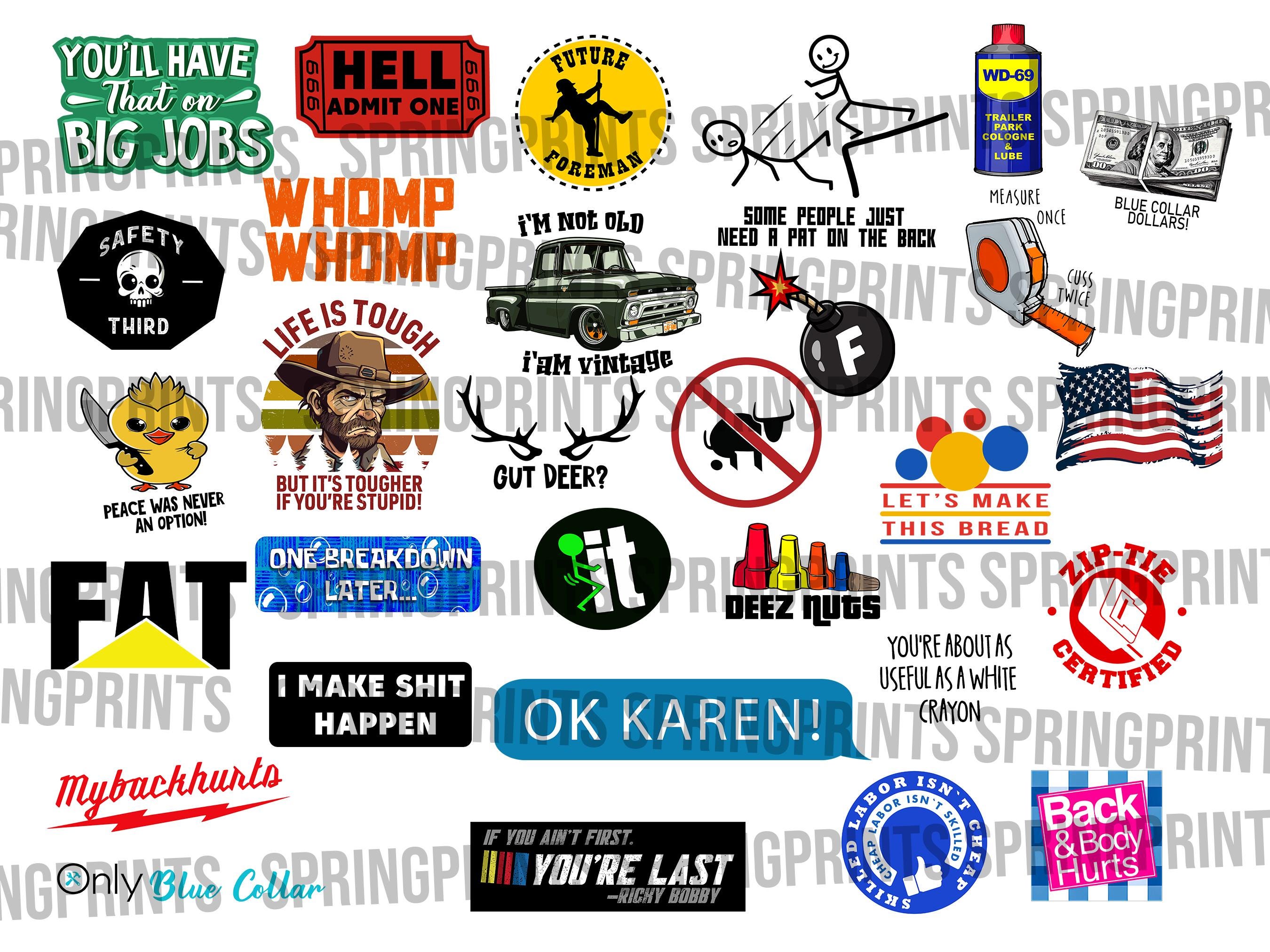 60 Sarcastic Hard Hat Stickers Bundle , SUPER FUNNY Hard Hat Stickers ...