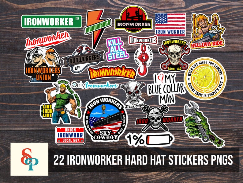 IRONWORKER Hard Hat Stickers Png, Iron Worker Hardhat Sticker & Decals ...