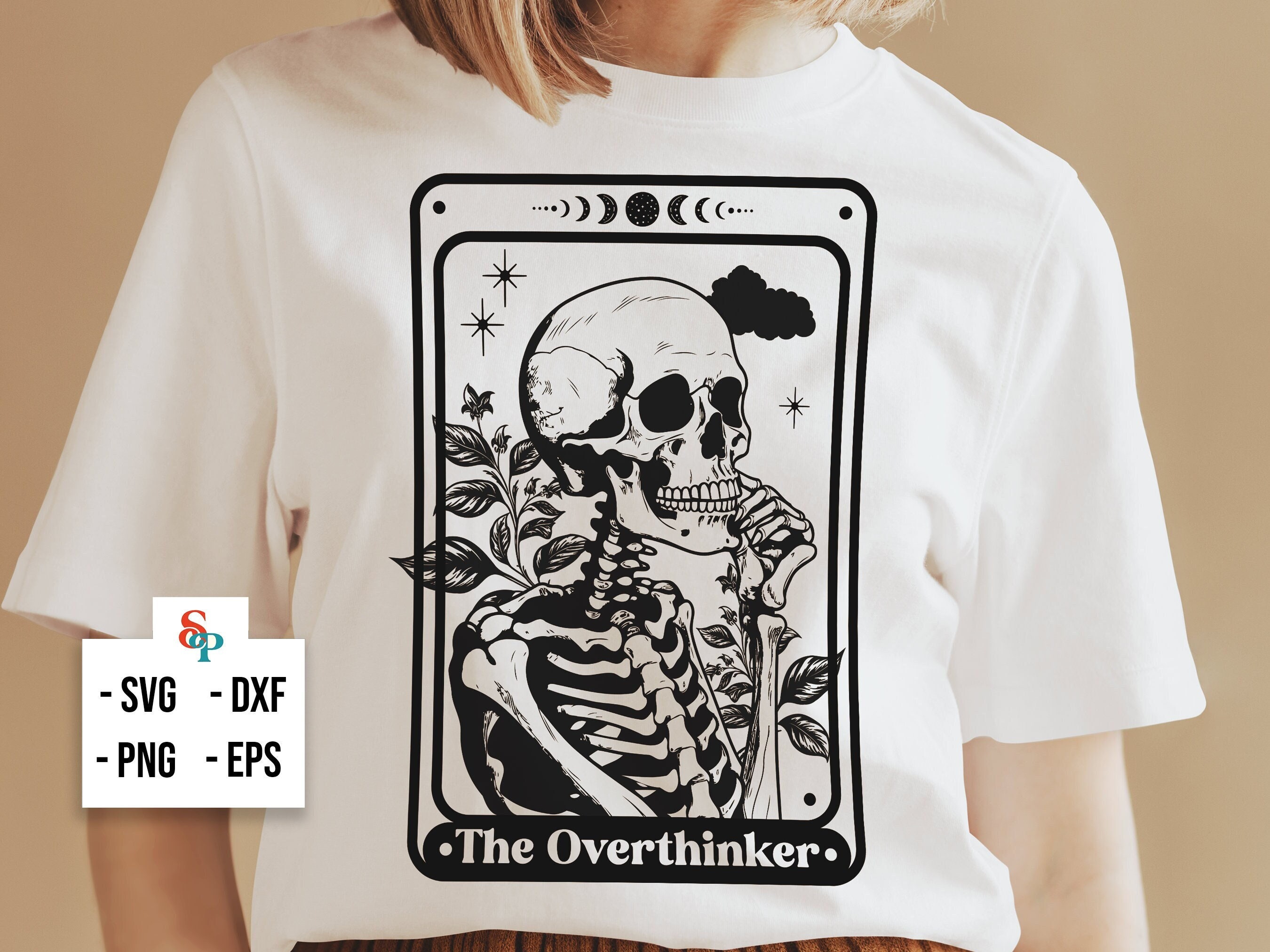 The Overthinker Tarot SVG, Overthinker Svg, Skeleton Svg, Skull Tarot ...