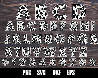 Cow Font SVG, Cow Font PNG, Cow Print Alphabet Svg, Numbers Svg, Cow ...