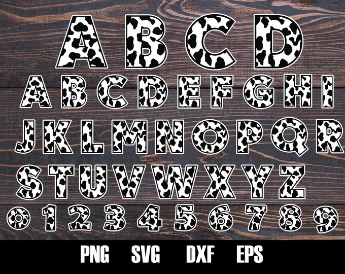 Cow Font Svg Alphabet Svg Cow Print Svg Cow Spots Svg Cow Letters Svg ...
