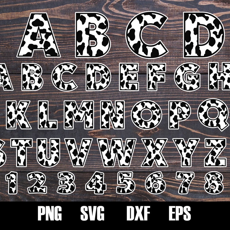 Cow Print Font - Etsy