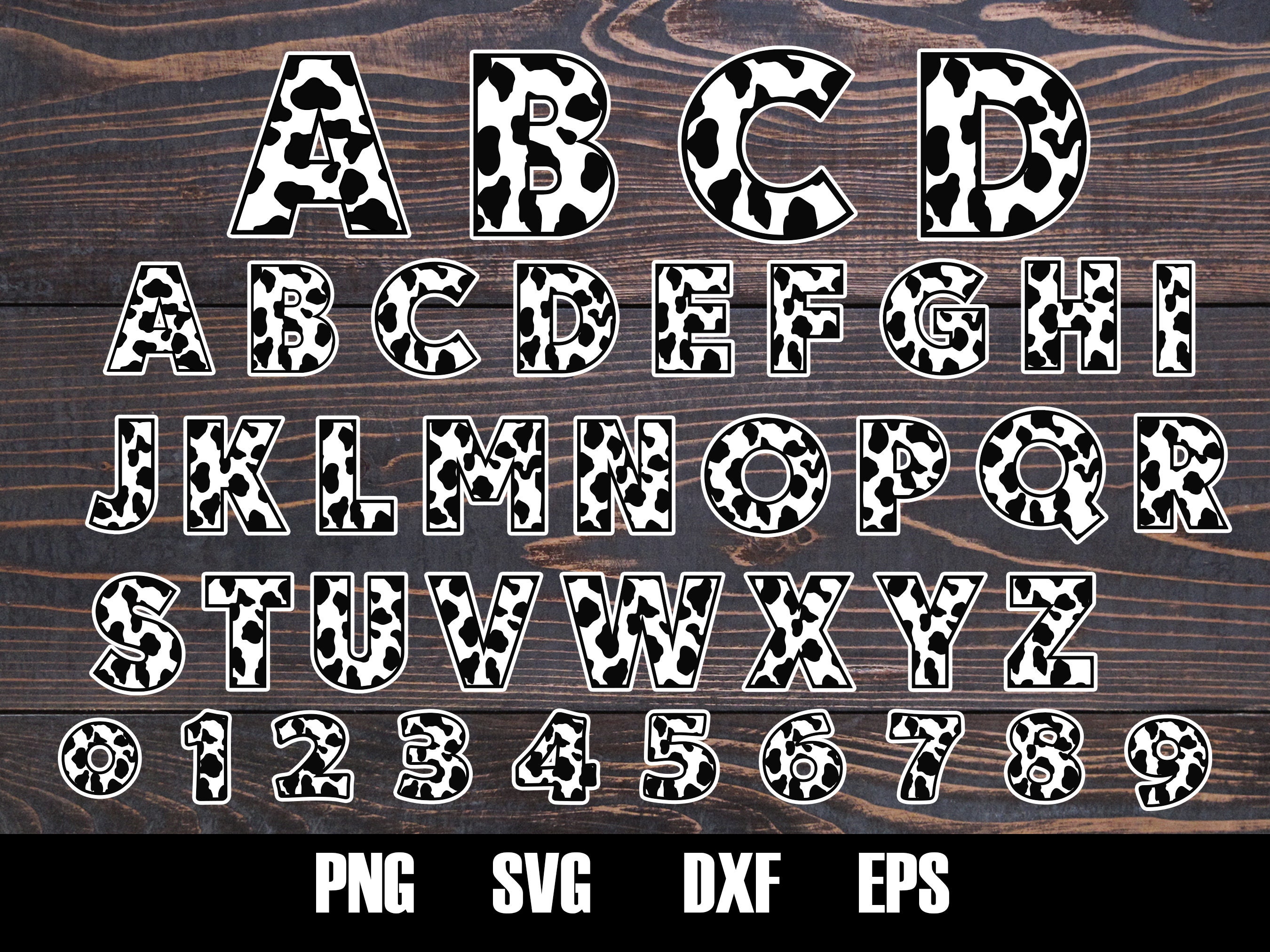 Cow Font SVG, Cow Print Alphabet SVG, Numbers Svg, Cow Letters Svg ...
