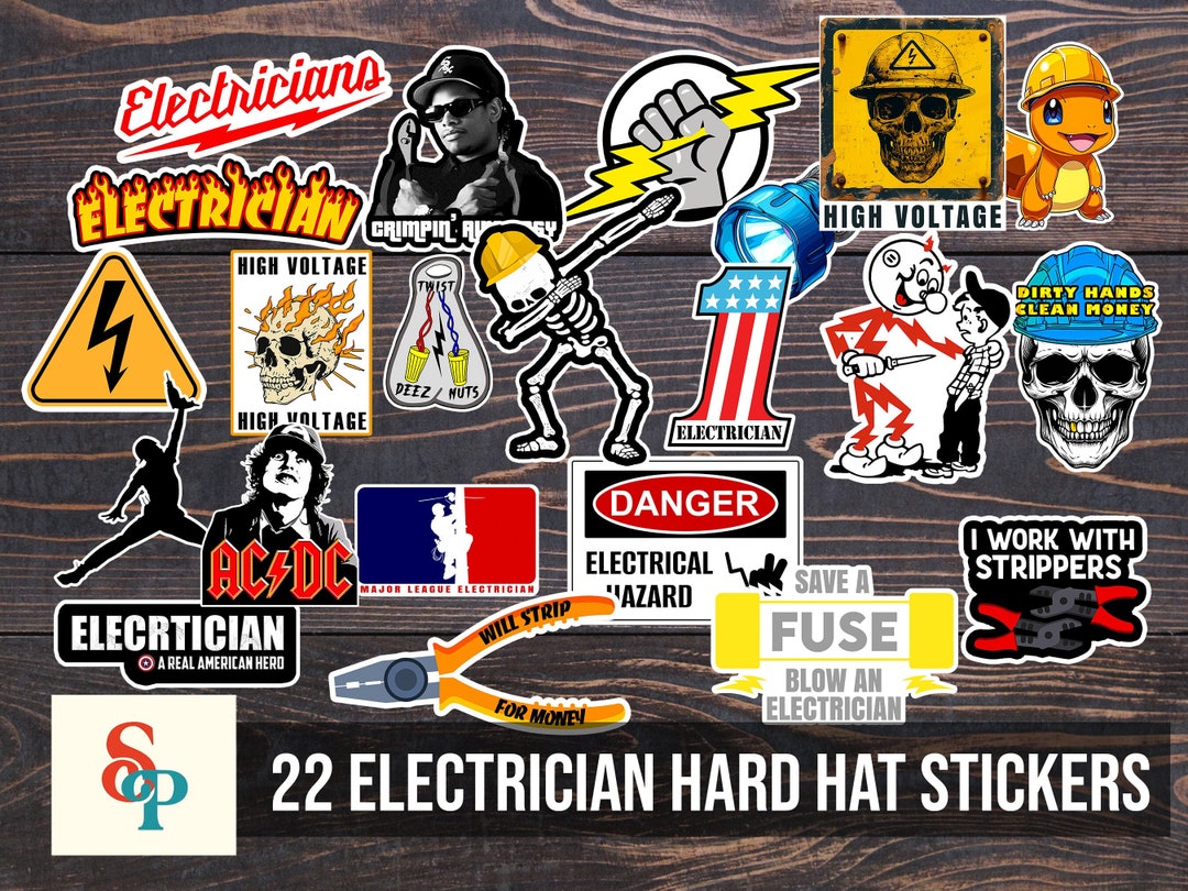 ELECTRICIAN Hard Hat Stickers Png Toolbox Decals, Hardhat Sticker Png ...