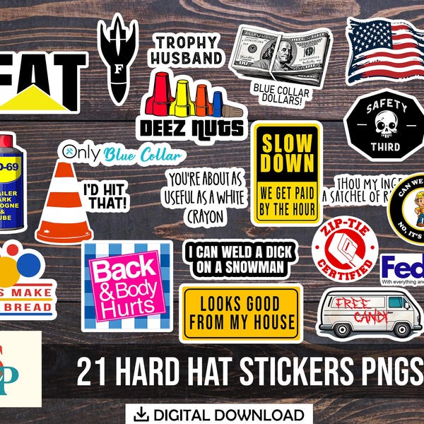 Funny Construction Hardhat Stickers - Etsy