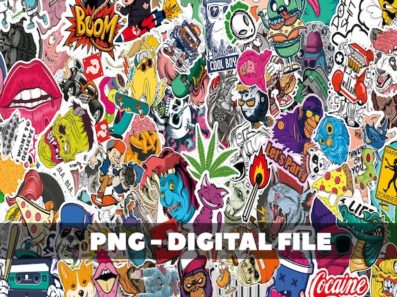 Cool Sticker Bomb Skin for Luggage Laptop Skate Car printable - Etsy