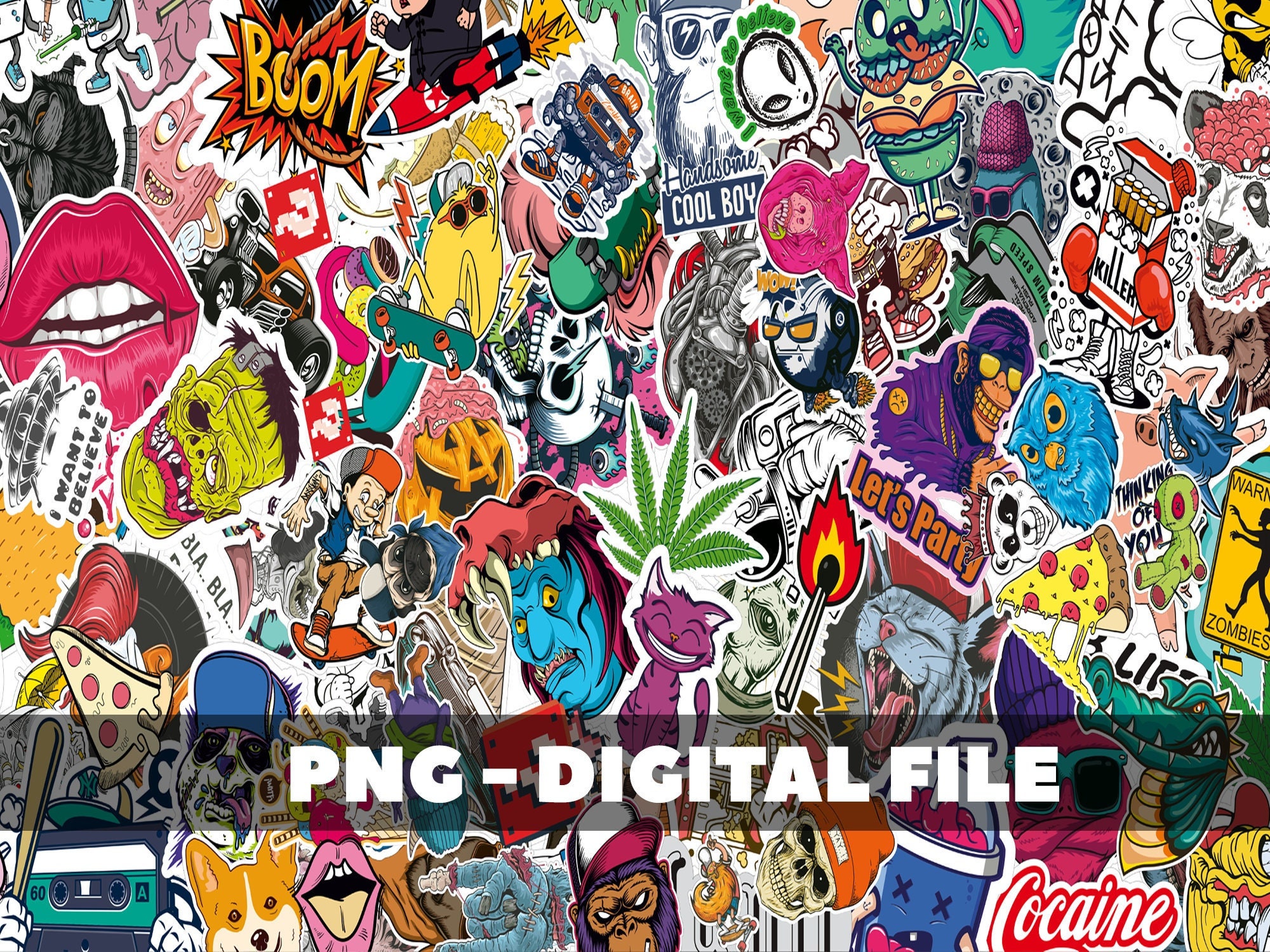 Cool Sticker Bomb Skin for Luggage Laptop Skate Car -printable Sticker ...