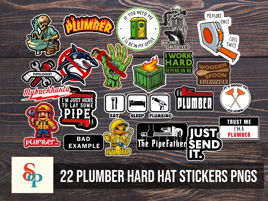 PLUMBER Hard Hat Stickers Png Toolbox Decals, Hardhat Sticker Png ...