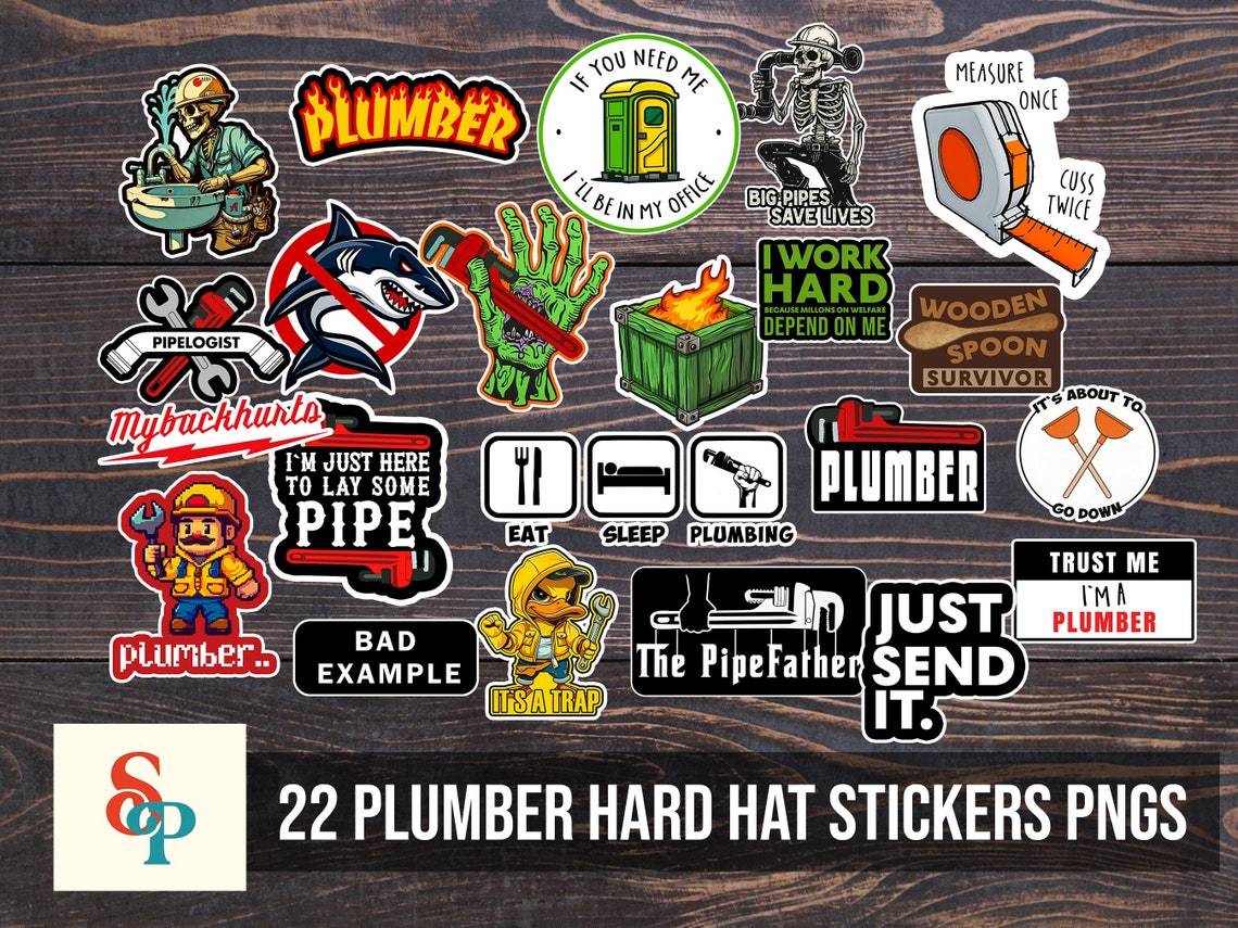 PLUMBER Hard Hat Stickers Png Toolbox Decals, Hardhat Sticker Png ...
