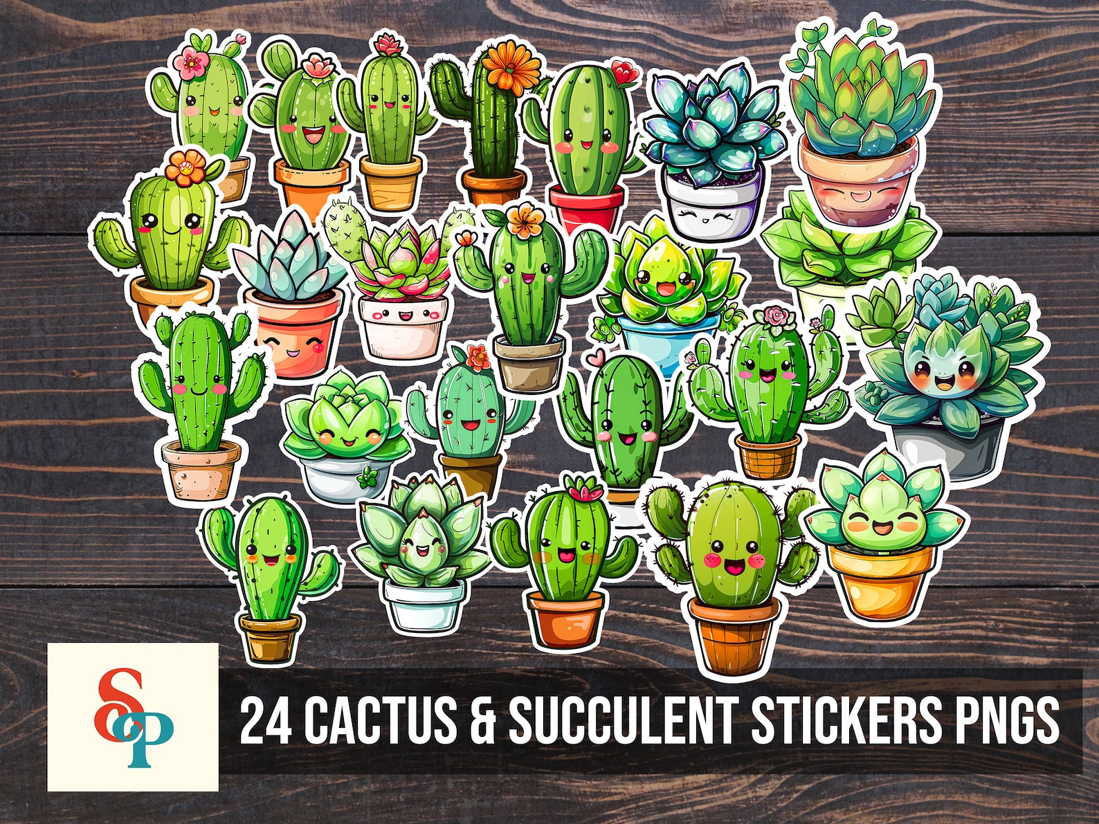 Cactus & Succulent PNG Bundle, Sticker PNG Bundle, Printable Sticker ...