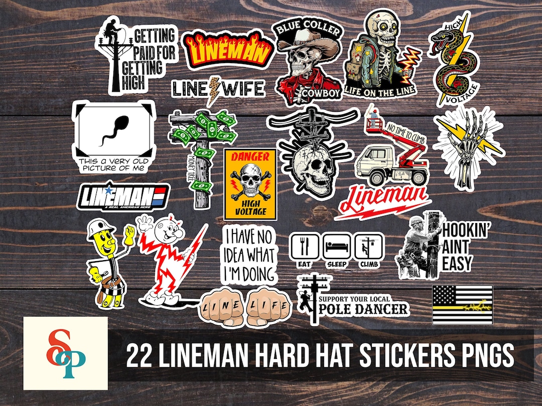 LINEMAN Hard Hat Stickers Png Toolbox Decals, Hardhat Sticker Png ...