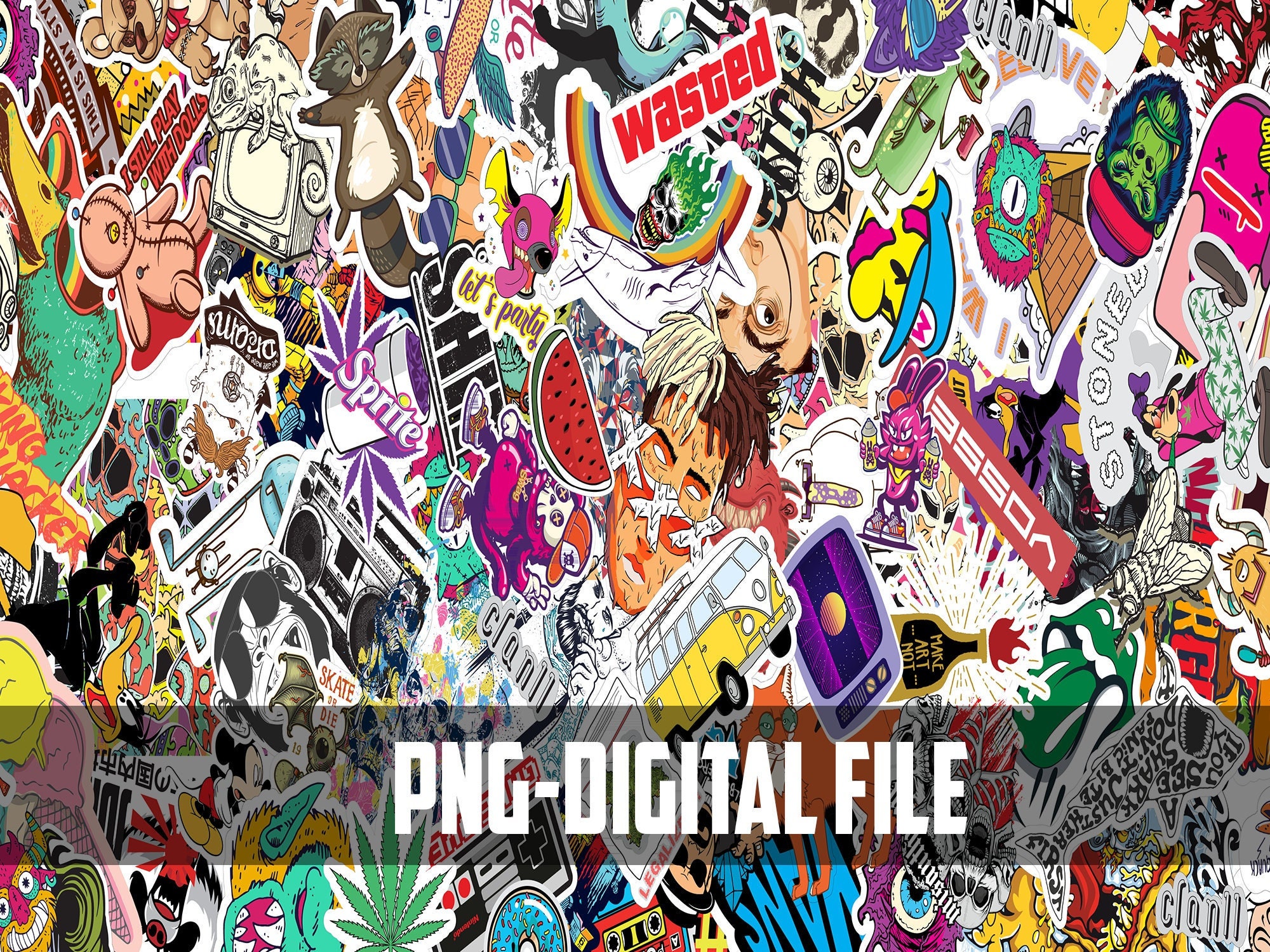 Cool Sticker Bomb Skin for Luggage Laptop Skate Car -printable Sticker ...