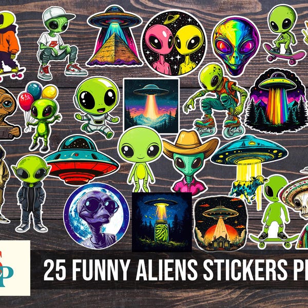 Alien Stickers Png - Etsy